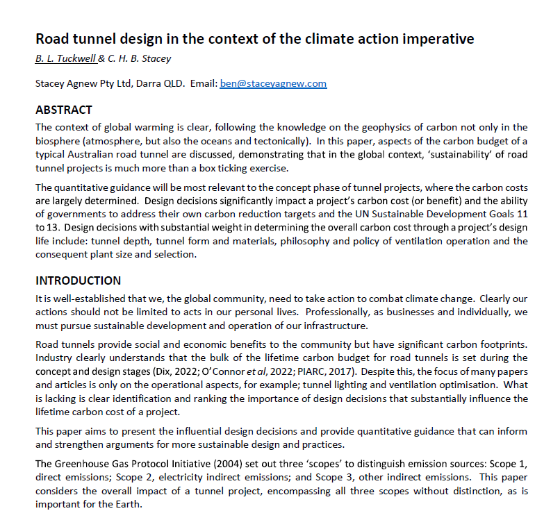 Road tunnel design in the context of the Climate Action Imperative ...