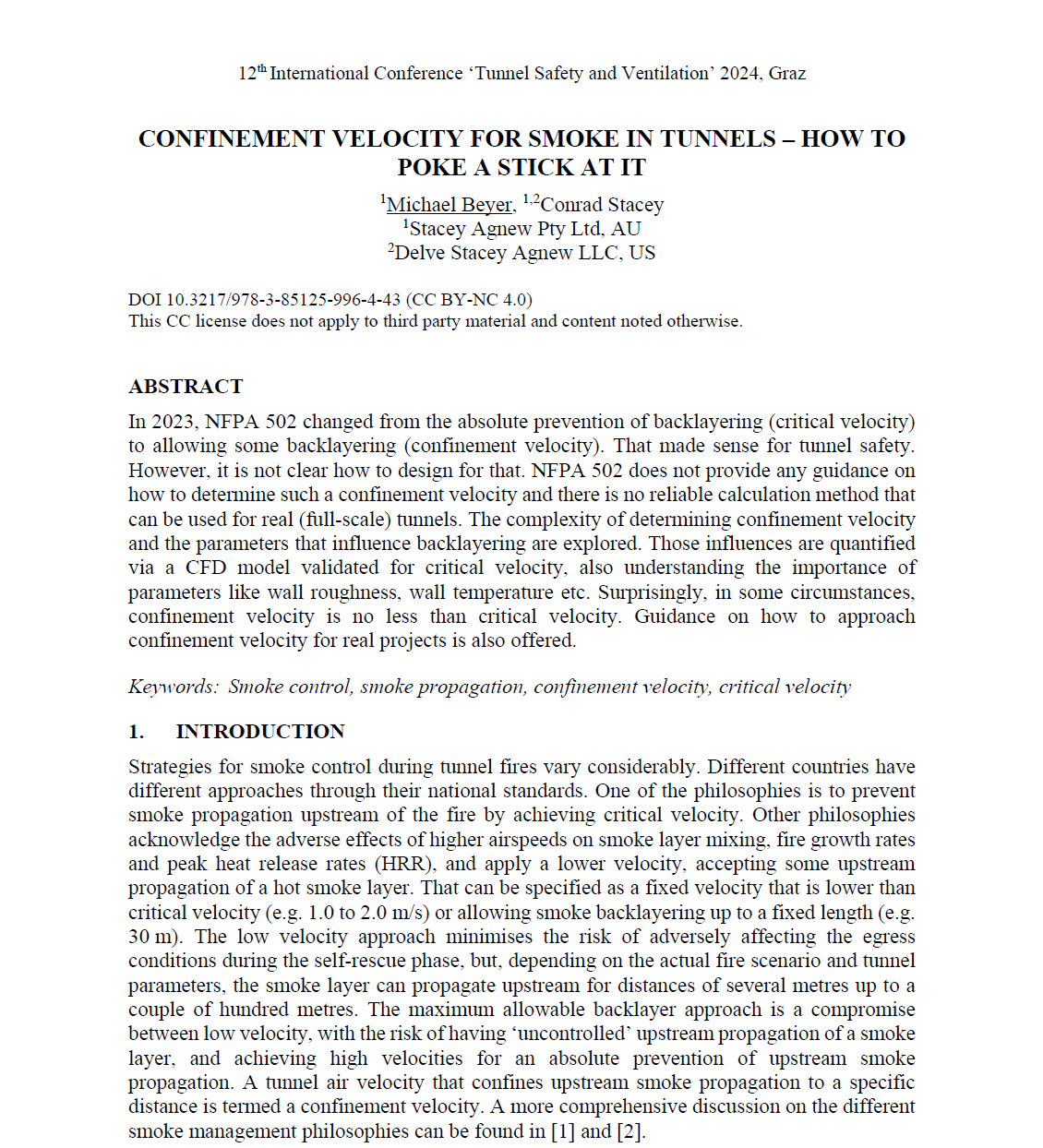 Confinement Velocity for Smoke in Tunnels – How to Poke a Stick at it ...
